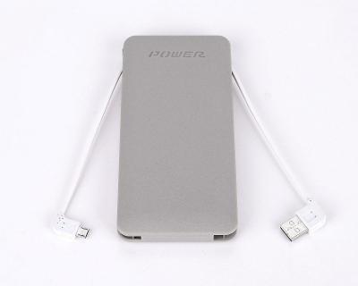 China universal portable plastic power banks with built-in cable for sale