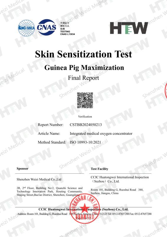 Integrated Medical Oxygen Concentrator - Skin Sensitisation Test Report - Shenzhen Weizi Medical Co., Ltd.