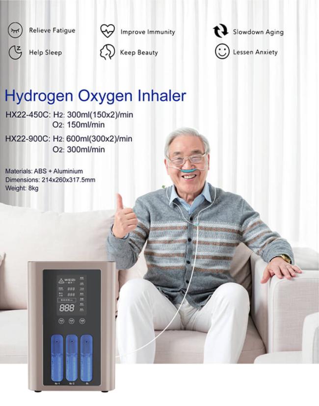 Hydrogen inhalation machine in use