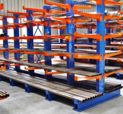China warehouse heavy duty side steel pipe cantilever rack double column cantilever racking for rebar storage for sale