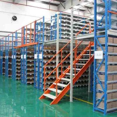 China warehouse storage platform heavy duty sheet metal rack steel mezzanine floor with stairway for sale