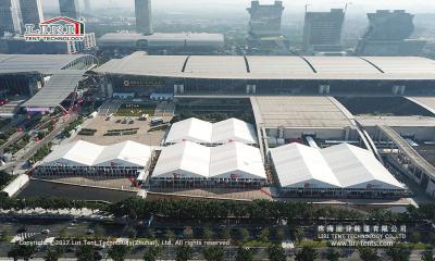 China 30m and 40m tent with ABS or Glass hard walls used for Canton Fair and other exhibition rental business for sale