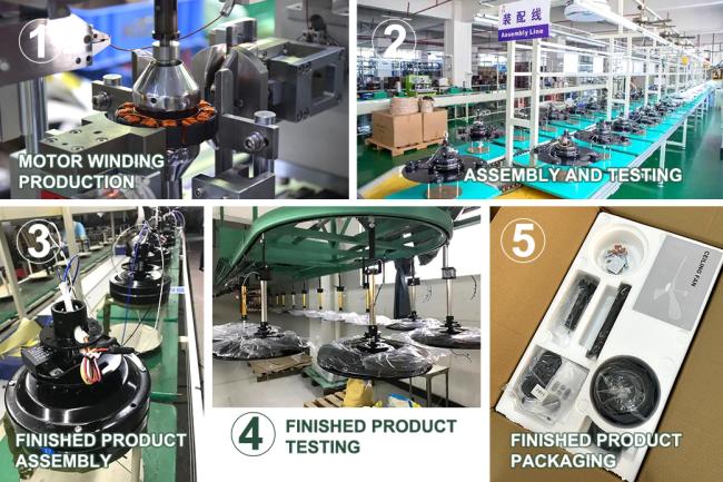 LED Ceiling Fan Lights factory- Low Floor Ceiling Fan 5 Blades Solid Wood Integrated High Wind Ceiling Fan Light 1