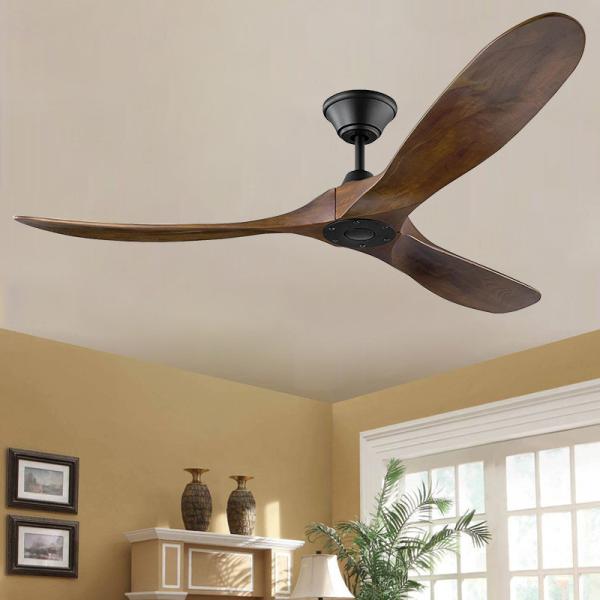 Quality 110V 220V AC Solid 3 Blade Wooden Ceiling Fan 52 Inch 56 Inch 60 Inch With Light for sale