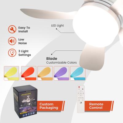 China 16 Inch LED Ceiling Fan Lights Remote Control E27 Ventilador Ceiling Fan Lamp for sale
