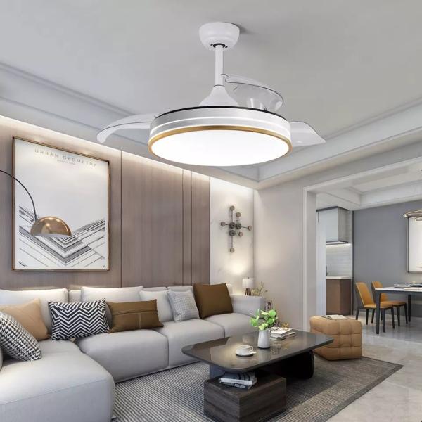 Quality Invisible ABS Blade Ceiling Fan 42 Inch Decorative LED Remote Control Ceiling for sale
