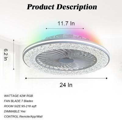 China 72W Super Bright APP LED Smart Ceiling Fan Light For Bedroom Apartment Villa for sale