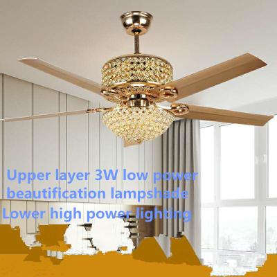China Modern Crystal Ceiling Fan With Light And Remote , 3 Light Ceiling Fan Remote Control for sale