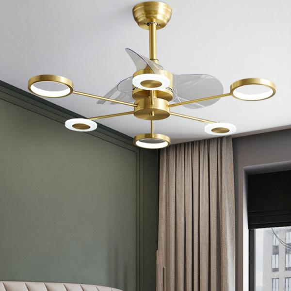 Quality Low Noise Crystal Ceiling Fan Light , Copper Ceiling Fan With Light And Remote for sale