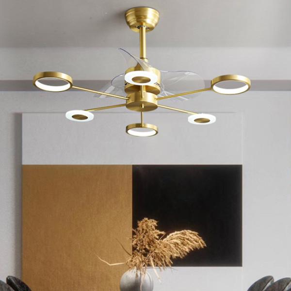Quality Low Noise Crystal Ceiling Fan Light , Copper Ceiling Fan With Light And Remote for sale