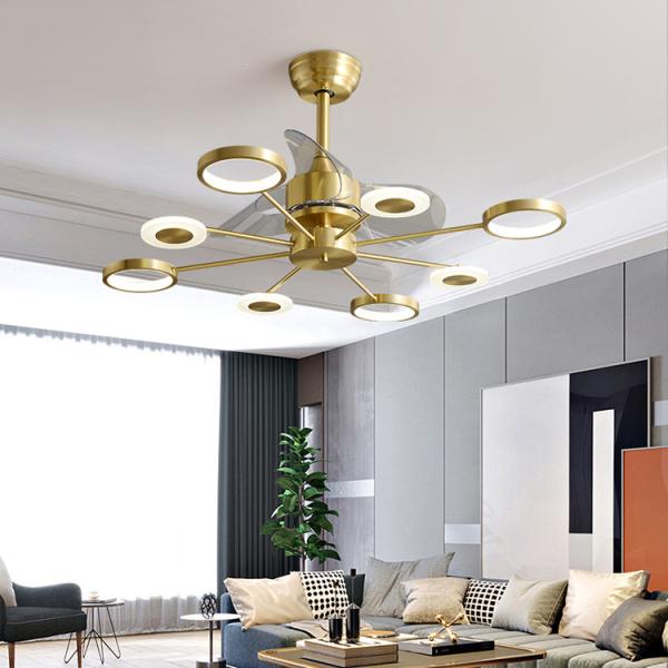 Quality Low Noise Crystal Ceiling Fan Light , Copper Ceiling Fan With Light And Remote for sale