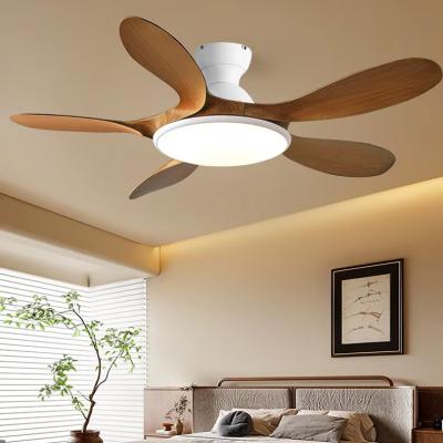 China Classic 42'' Flush Mount Wood Ceiling Fan With 5 Blades 20cm Tall Hugger Pattern Remote Control for sale