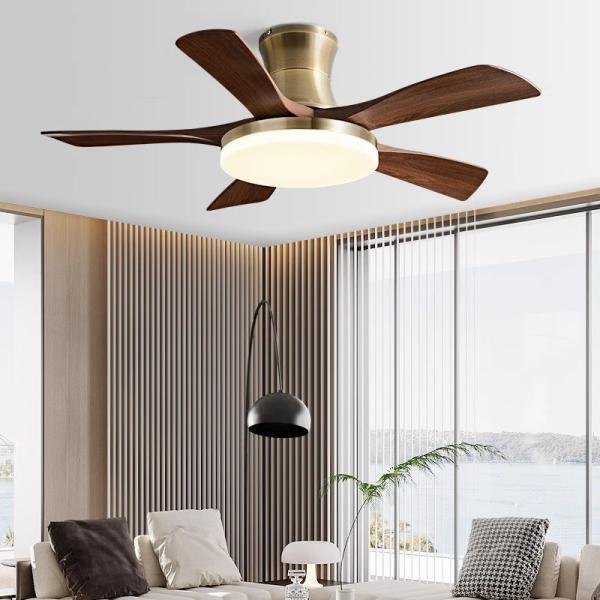 Quality Manufacturer Vintage Solid Wooden Blade Ceiling Fan 40 Inch Chinese Style Intelligent Fan Light for sale