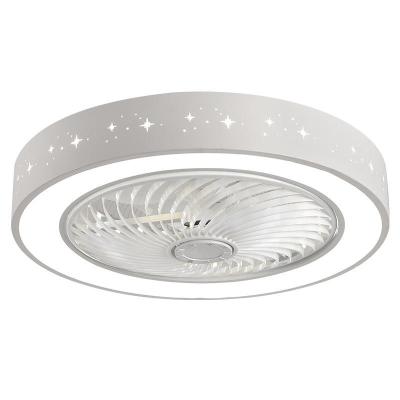 China Smart Ceiling Fan Fans With Lights Remote Control Bedroom Decor Lamp 52cm Air Invisible Blades Retractable Silent for sale