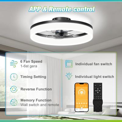 China 19.7 Inch Invisible Nordic Simple Led Ceiling Cell Fan with Lamp with Led Lighting Led Lamp Classic and Remote for sale
