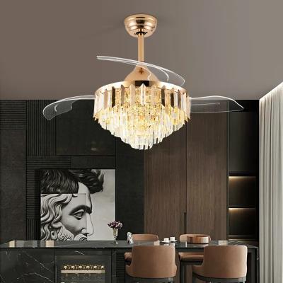 China wholesale   HFBH Model1268B Entry lux Modern Crystal 42 Inches Golden Ceiling Light with Fan for sale