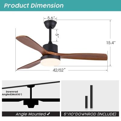 China Nordic Decor Forward Reverse 3 Blades Ceiling Fan Light With Remote Control Wooden 42 Inch for sale