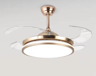 China 42'' Moderne Intrekbare Hanglamp Ventilatoren IJzer ABS Behuizing LED Kroonluchter Plafondventilator met Lichten en Afstandsbediening voor Thuis Slaapkamer Te koop