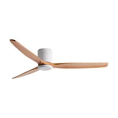 China Manufacturer Smart Ceiling Fan Flush Mount Smart Remote Control 3 Wooden Blades Ceiling Fan for sale
