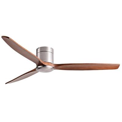 China Manufacturer Smart Ceiling Fan Flush Mount Smart Remote Control 3 Wooden Blades Ceiling Fan for sale