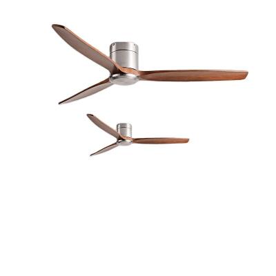 China Manufacturer Smart Ceiling Fan Flush Mount Smart Remote Control 3 Wooden Blades Ceiling Fan for sale