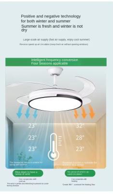 中国 工場 インテリジェント LED 天井扇風機 モダン 装飾 3 色 LED ライト スマート リモコン 目に見えない 天井扇風機 販売のため