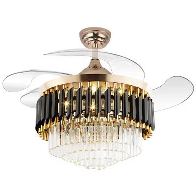 China Smart Chandelier Ceiling Light and Fan Luxury Bedroom Crystal Chandelier Ceiling Led Fan Light Luxury Ceiling Fan Led with Light for sale