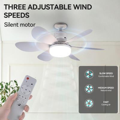 China Wholesale   Modern LED Fan Light E27 Remote Control 3 Colors Changeable Strong Wind Speed 52CM 32W AC85-265V Ceiling Fan Light for Bedroom for sale