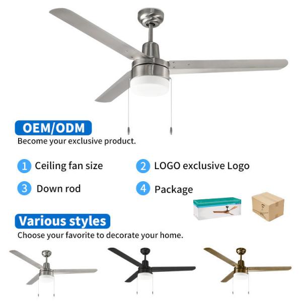 Quality wholesale Unique 48 Inch 3 Iron Blade Powerful Decorative Lighting Ceiling Fan for sale