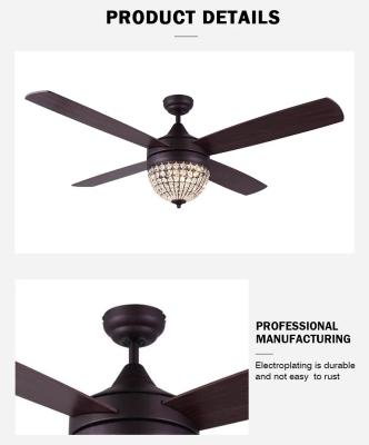 China 52 Inch Fancy Modern Air Cooling Fan Crystal Lamp Fan ORB Ceiling Fan Light With 4 Plywood Blades, Include Remote Control for sale