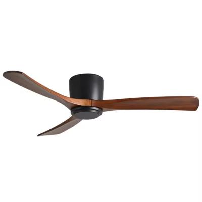 China Remote or Wifi Tuya App Residential Low Profile Flush Mount Propeller Wood Blades Energy Saving Ceiling Fan for Low Ceiling for sale