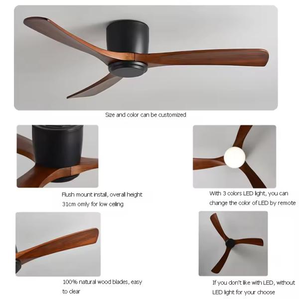 Quality Wholesale Remote or Wifi Tuya App Residential Low Profile Flush Mount Propeller for sale