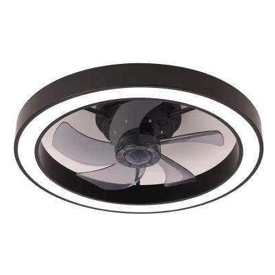 China wholesale 20 Inch Fan Light Deluxe Black and White Model Simple Dimmable 5 Blade Ceiling Fan Light Remote Control for sale