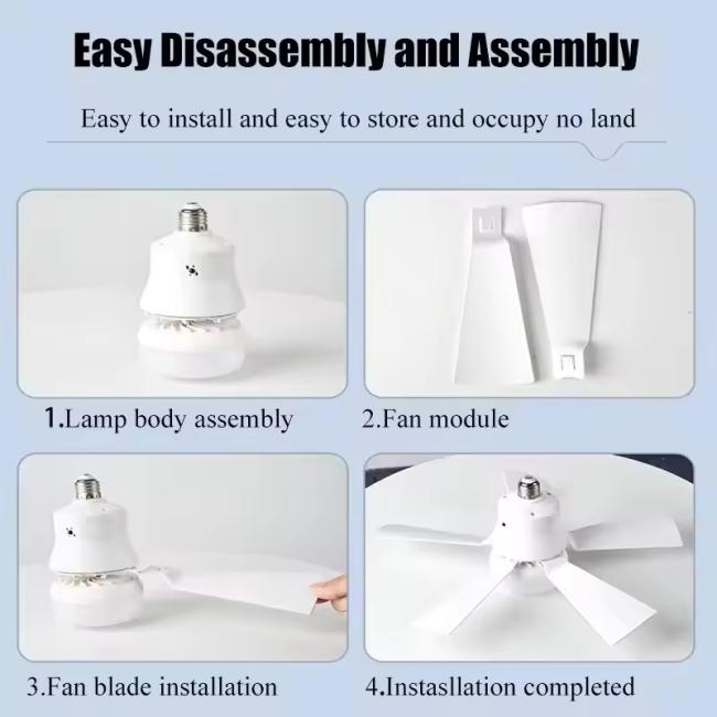 Led Bulb With Fan Lamp 3 CCT Dimmable LED Bulb 5 Blade Fan Light