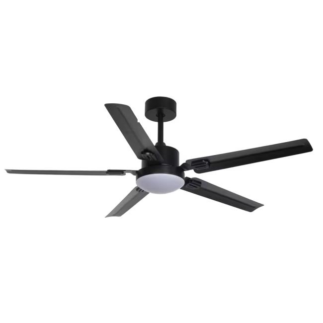 52 Inch 5 Blades Iron ABS Matt Black LED 3 Colors Ceiling Cooling Fan Lamp with Light,ceiling-fans-with-lights