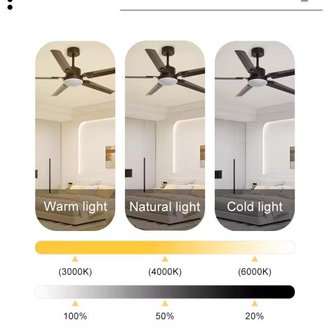 52 Inch 5 Blades Iron ABS Matt Black LED 3 Colors Ceiling Cooling Fan Lamp with Light,ceiling-fans-with-lights