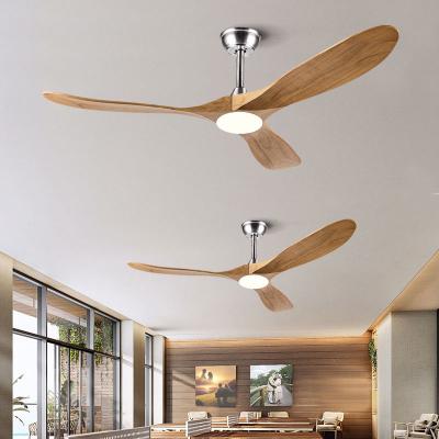 China New Style Nordic Luxury 52 Inch Solid Wooden 3 Blade Modern Dc Motor Mute Ceiling Fan Light Large Ceiling Fan for sale