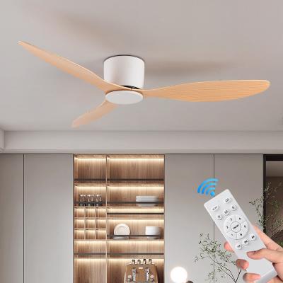 China wholesale   Offering quality products at factory prices - HFBH Model  42" 52" LED Flush Mount Ceiling Fan with Remote Control Black and White Iron Lamp Body without Lamp for sale