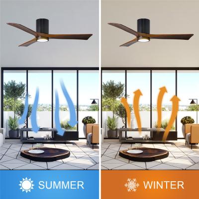 China wholedale   LED Ceiling Fan Lights factory - HFBH Model 657 Modern Design 3 Solid Wood Blades 42 52 Inches Ceiling Fan with Light for sale