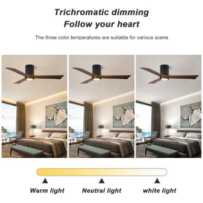 China wholedale   LED Ceiling Fan Lights factory - HFBH Model 657 Modern Design 3 Solid Wood Blades 42 52 Inches Ceiling Fan with Light for sale