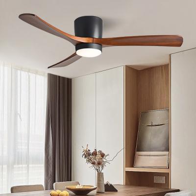 China wholedale   LED Ceiling Fan Lights factory - HFBH Model 657 Modern Design 3 Solid Wood Blades 42 52 Inches Ceiling Fan with Light for sale