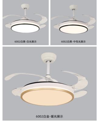 China Wholesale factory Modern 42 Inch Retractable Chandelier Ceiling Fans Round Dimmable Led Ceiling Fan with Light and Remote for Living Room Bedroom for sale