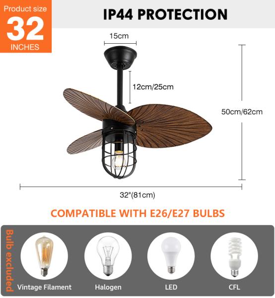 Quality Wholesale factory Custom Dining Room Ceiling Fans Remote Control ABS Retro Smart for sale