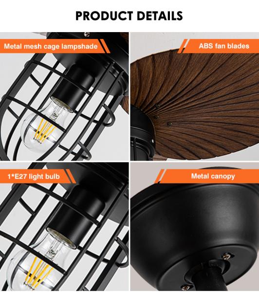 Quality Wholesale factory Custom Dining Room Ceiling Fans Remote Control ABS Retro Smart for sale