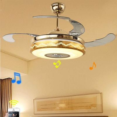 China Factory Bedroom Modern Ceiling Fans With Lights And Retractable Blades for sale
