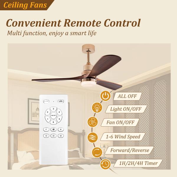 Quality Wholesale factory Solid Wood Leaf Ceiling Fan Remote Control Ceiling Fan With for sale