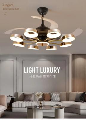 China light luxury High Quality Modern Living Room Bedroom Ceiling Fan Lighting Dual Color LED Fan Light for sale