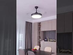 Modern Led Ceiling Fans Light Home Restaurant Bluetooth Mute Simple Invisible Iron Chandelier