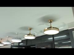 42'Indoor Modern Retractable Pendant Vans Lámpara de hierro ABS Cuerpo LED Lustrero Ventilador de techo con luces y control remoto para el dormitorio en casa