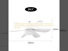 Lumière de ventilateur à prise avec télécommande E27 Base 20,5''Petite vis dans les ventilateurs de plafond avec des lumières 3 vitesses et 3 couleurs ampoule de ventilateur à faible intensité